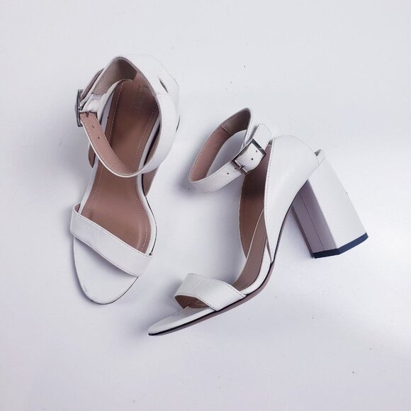 Lewit | Shoes | Lewit Womens Guilia White Leather Blockheel Ankle Strap ...